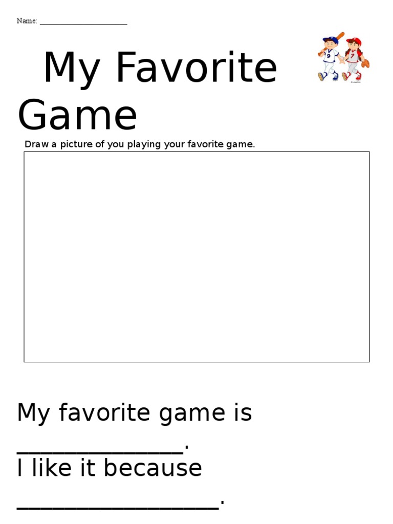 My Favorite Game: Drawing & Writing Activity | PDF