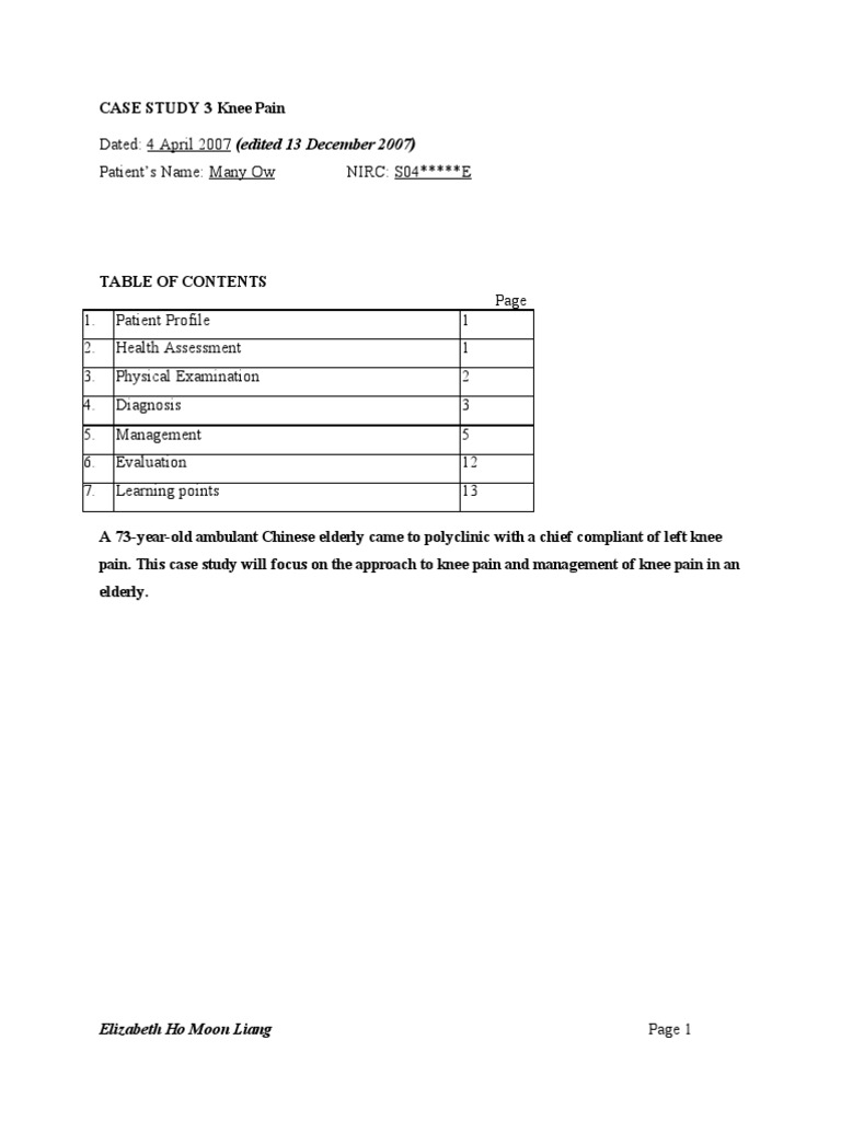 Osteoarthritis Case Study: Knee Pain Management | PDF | Nonsteroidal ...
