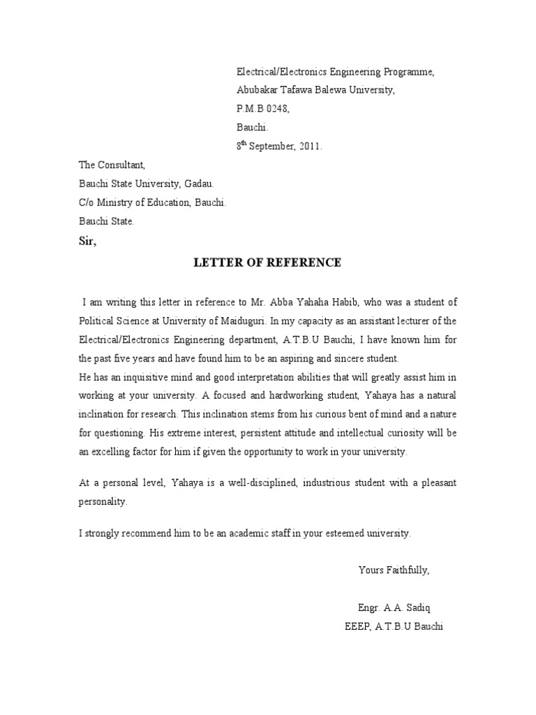 Refrenece Letter | PDF
