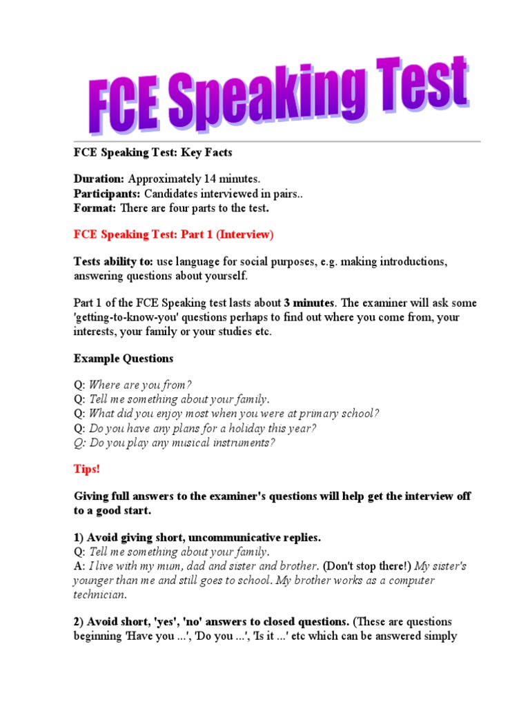FCE Test | PDF | Test (Assessment) | Communication