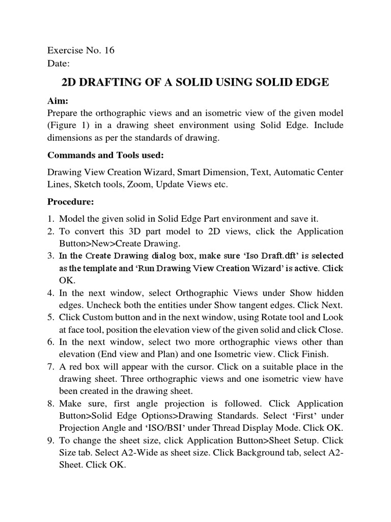 2D Drafting of Solid in Solid Edge | PDF | Technical Drawing | Graphic ...