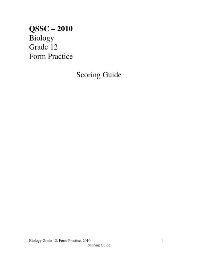 Biology Grade 12, Form Practice, 2010 Scoring Guide | PDF | T Helper ...