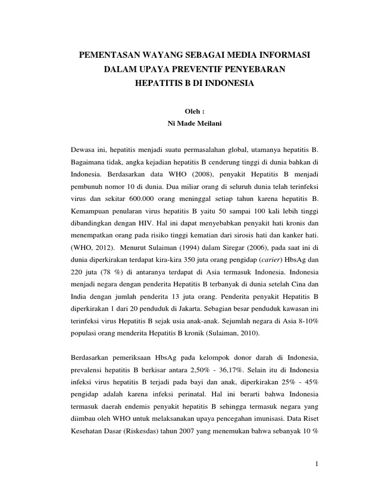 Wayang: Edukasi Hepatitis B | PDF