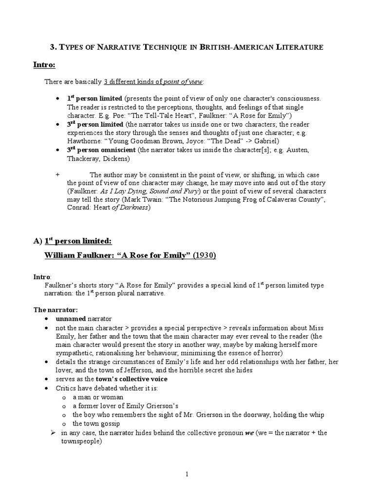 Narrative Techniques in British-American Literature | PDF | Narration ...