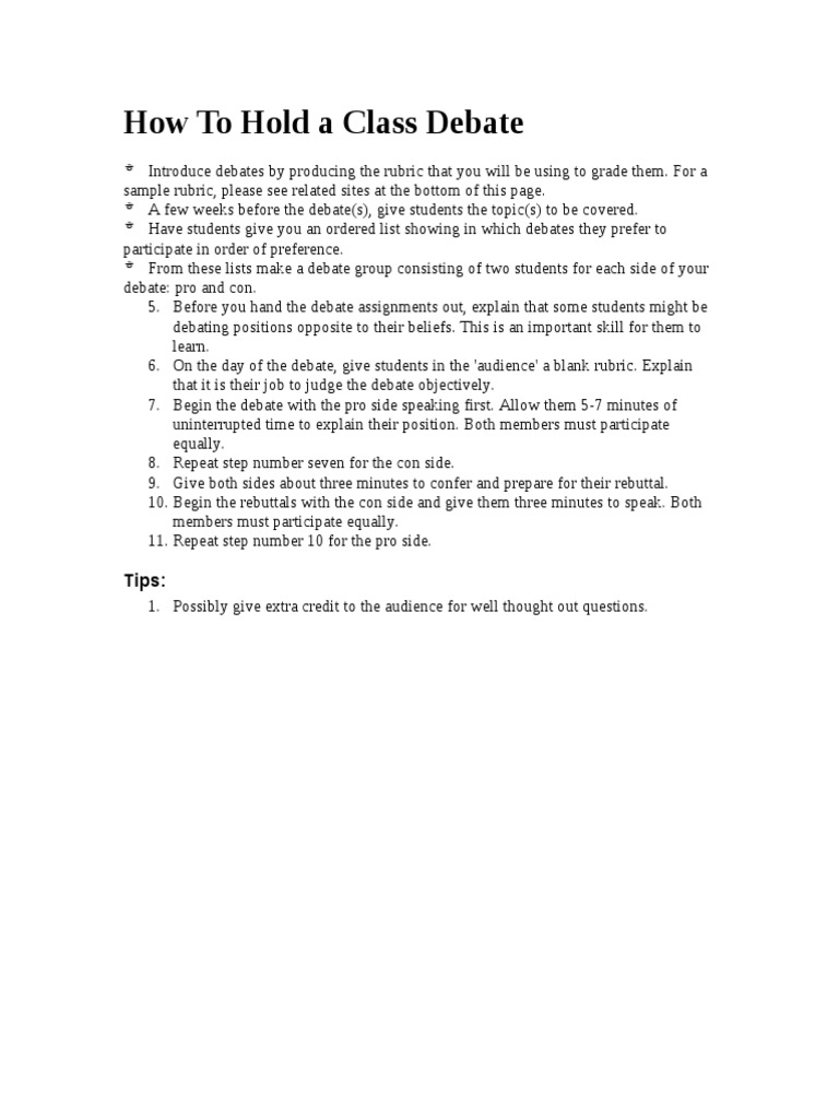 Class Debate Guidelines and Tips | PDF | Career & Growth | Language ...