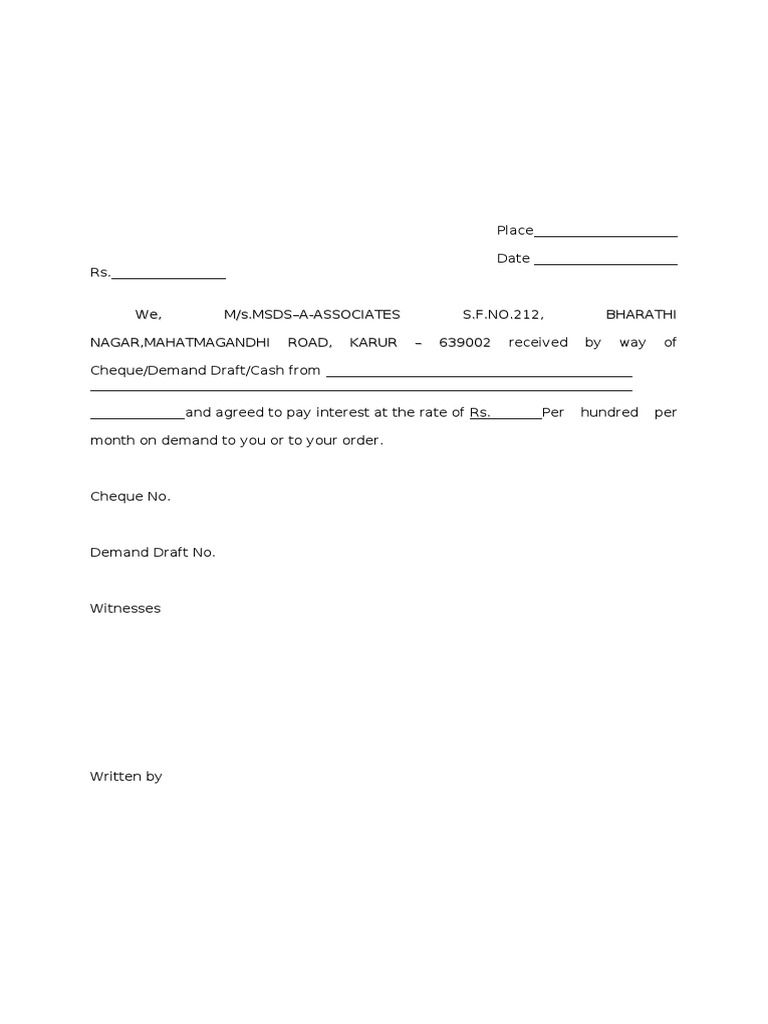 English Promissory Note | PDF | Interest | Rupee