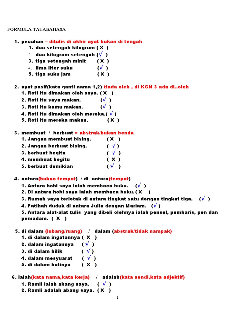 Formula Tatabahasa PMR Dan SPM | PDF