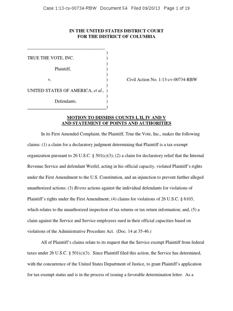 09-20-2013 DOJ Motion To Dismiss | PDF | Mootness | Declaratory Judgment