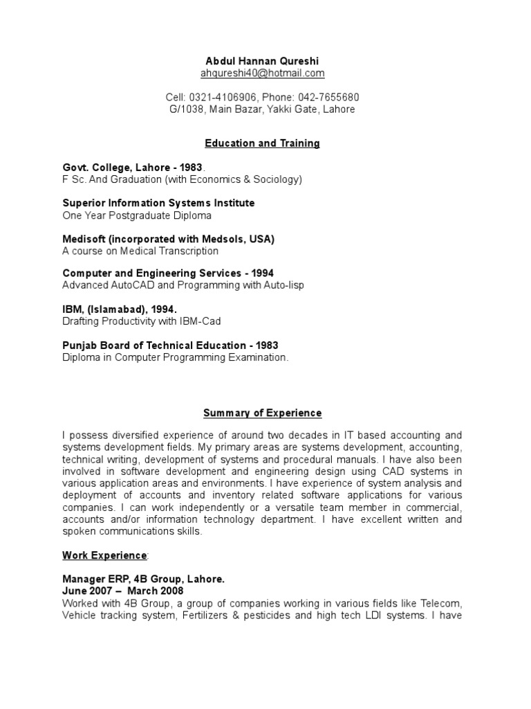 Abdul Hanan Resume | PDF | Programmer | Software