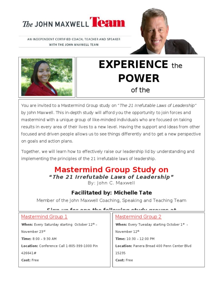Experience Power Mastermind: Mastermind Group Study On | PDF | Career ...