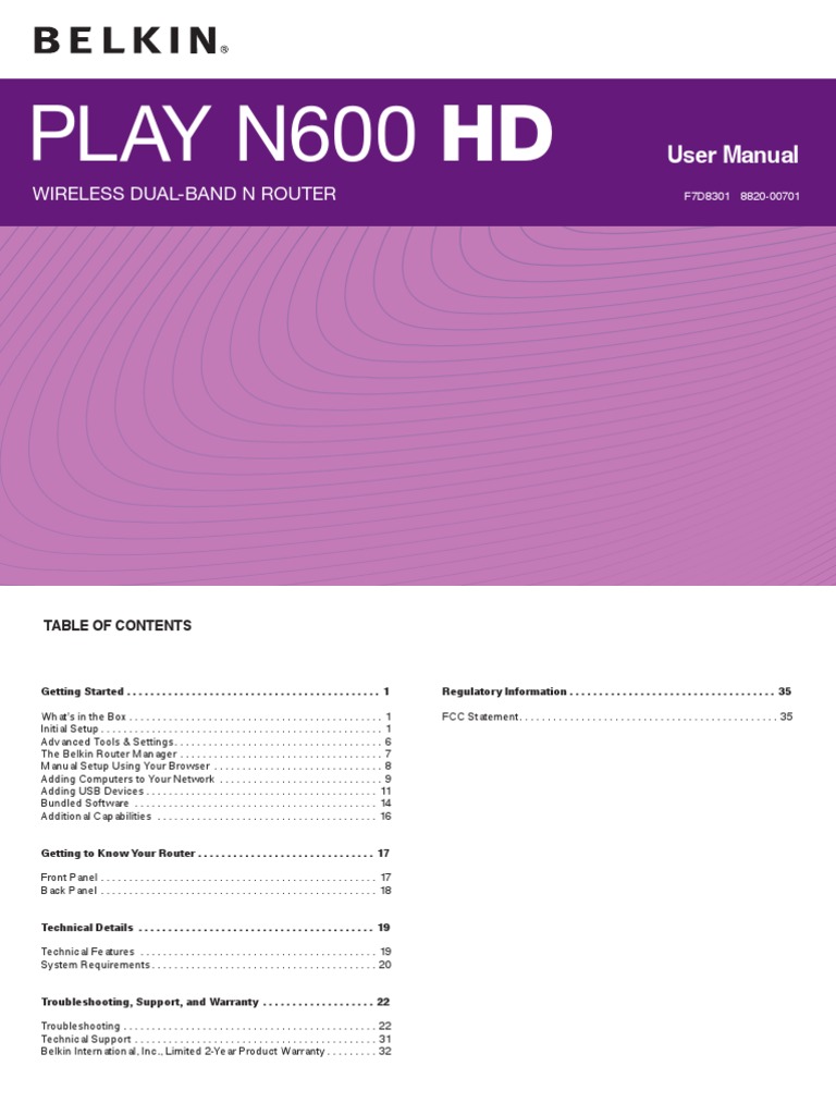 Play N600 HD: User Manual | PDF | Computer Network | Usb