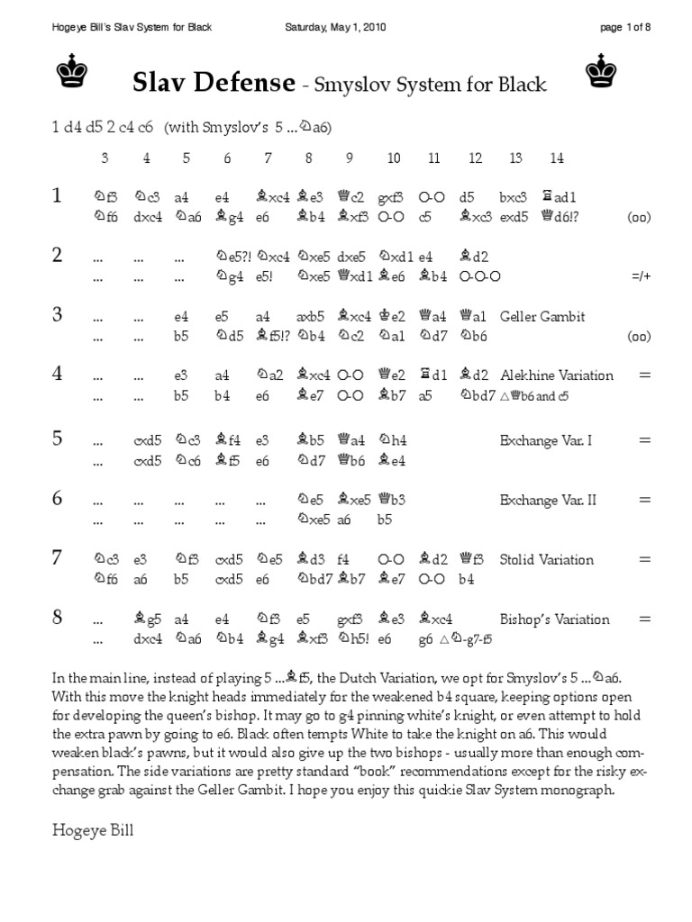 Slav Defense - Black System | PDF
