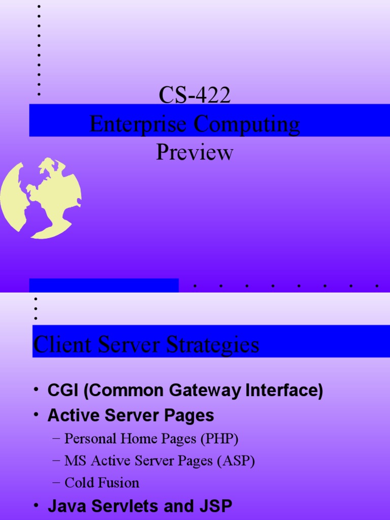 CS-422 Enterprise Computing Preview | PDF | Java Server Pages | Web Server