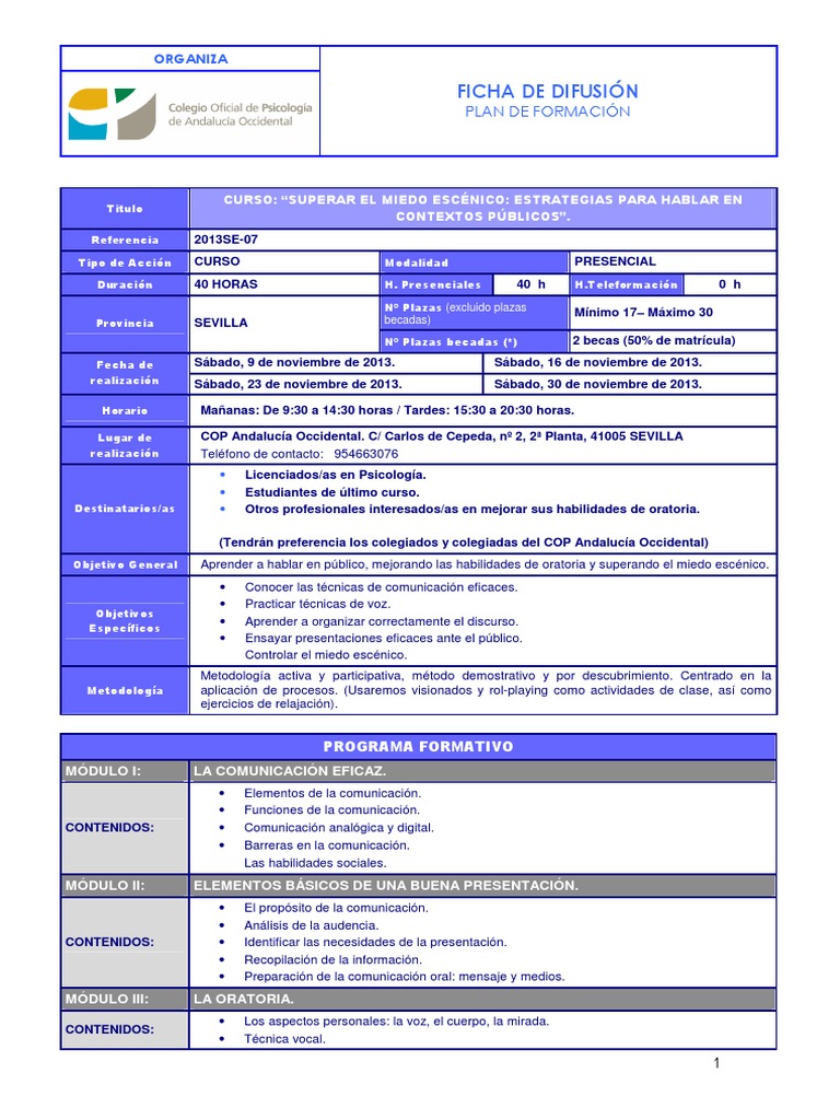 FICHA DIFUSIÓN ACCION FORMATIVA - Medias Becas | PDF | Correo electrónico | Comunicación