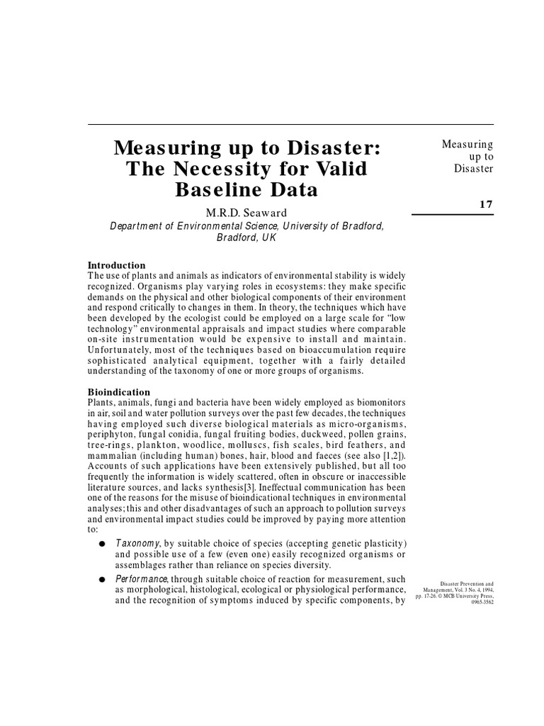 Measuring Up To Disaster: The Necessity For Valid Baseline Data | PDF ...