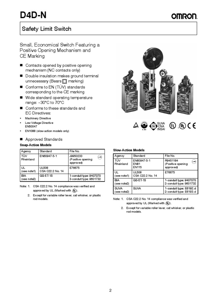 Datasheet Limit Switch | Electrical Connector | Switch