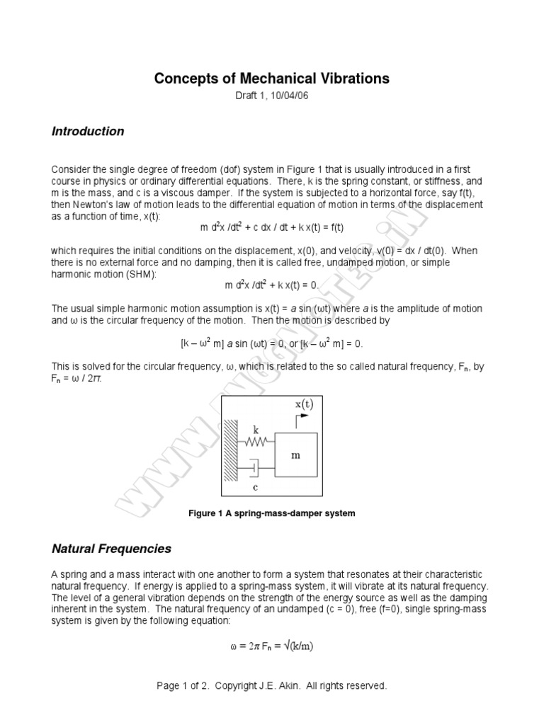 Mechanical Vibrations | PDF | Normal Mode | Physics