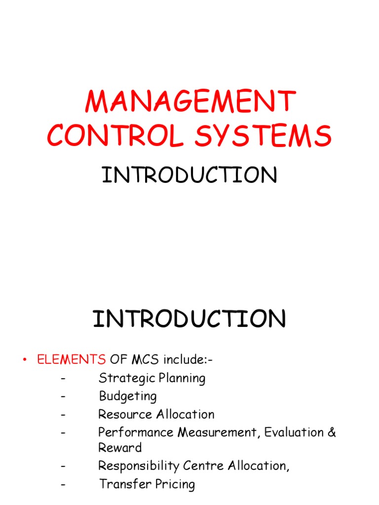 Management Control Systems | PDF | Strategic Management | Risk