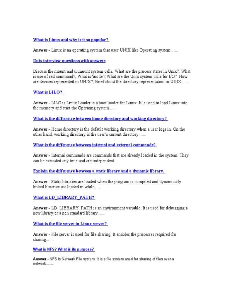 Linux Interview Question | PDF | Command Line Interface | File System