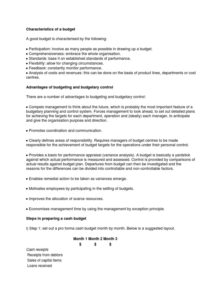 Characteristics of A Budget: Cash Receipts | PDF | Budget | Labour ...
