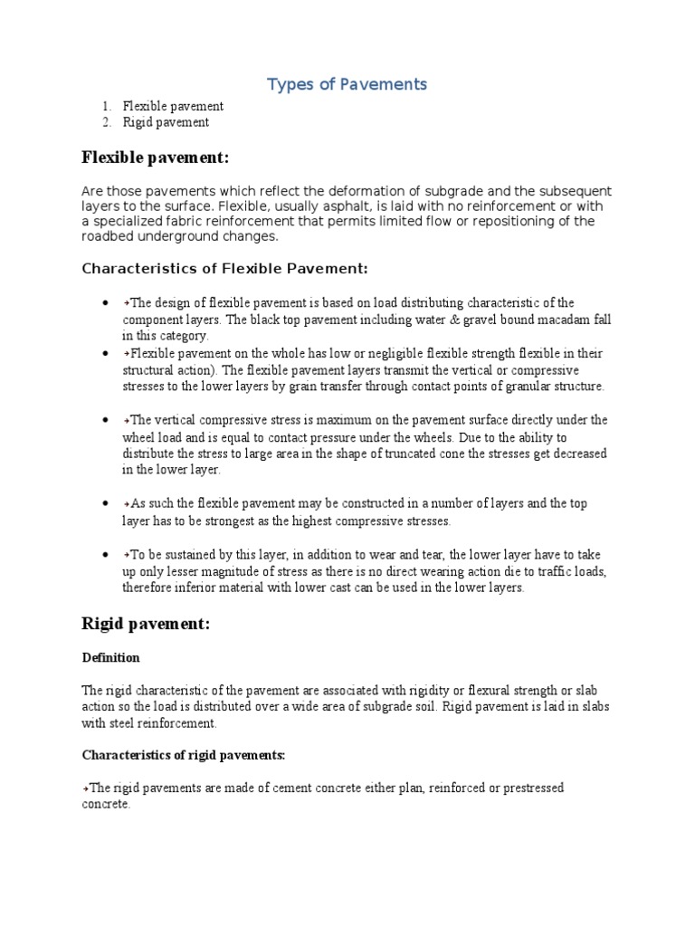 Types of Pavements | PDF | Road Surface | Stress (Mechanics)