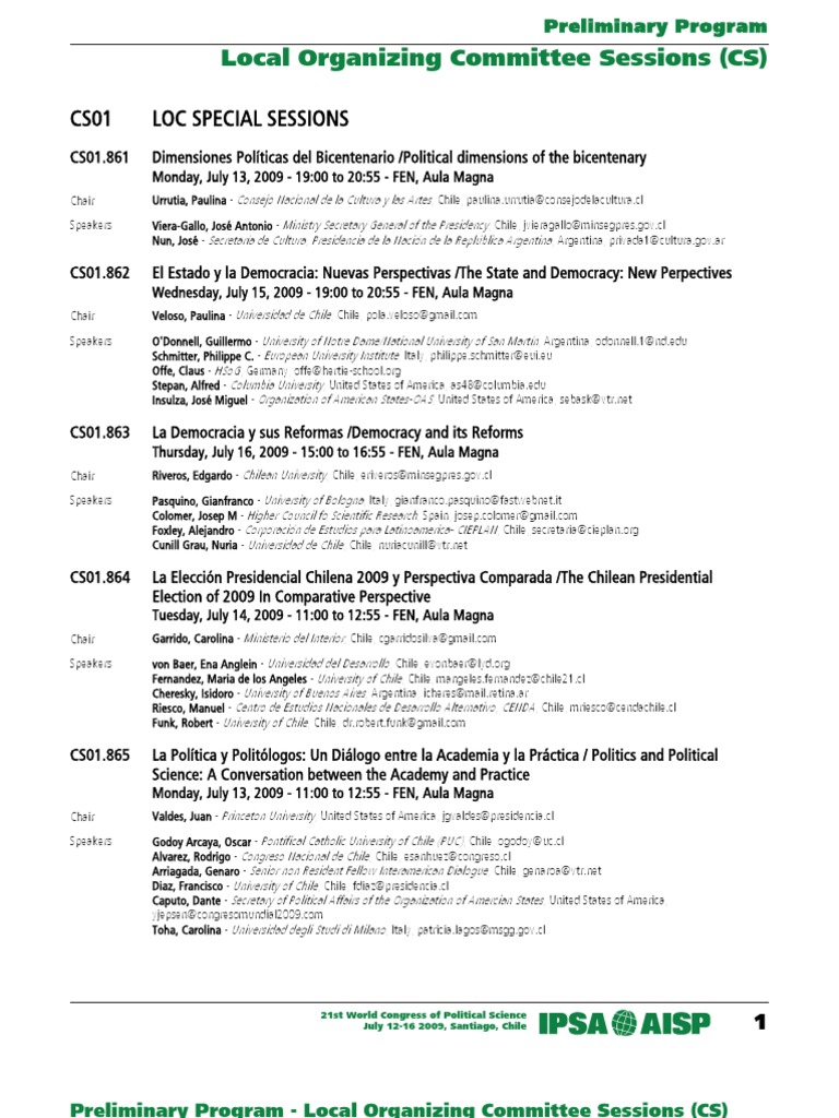 Preliminary Program IPSA | PDF | Argentina | Chile