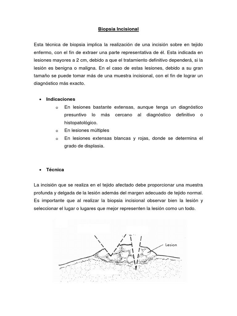 Biopsia Incisional: Técnica y Guía | PDF | Biopsia | Enfermedades y ...