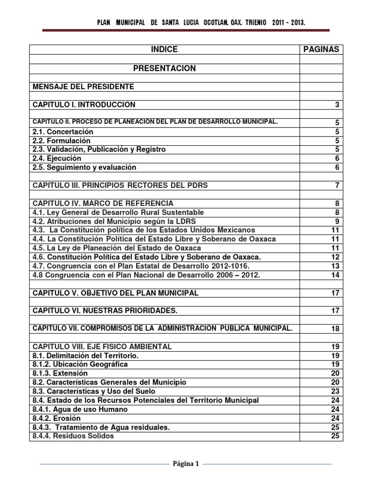 Plan Municipal de Santa Lucia Ocotlan, Oax | PDF | Sustentabilidad ...