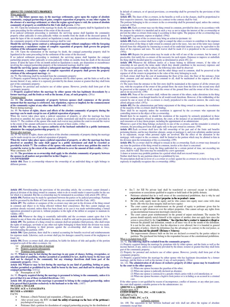 Absolute Community Property | PDF | Community Property | Marriage