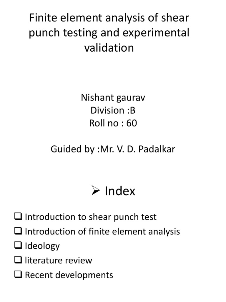 FEA & Shear Punch Test Analysis | PDF | Yield (Engineering ...