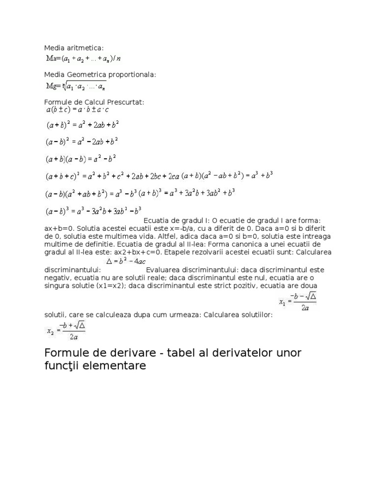 Formule Matematica | PDF
