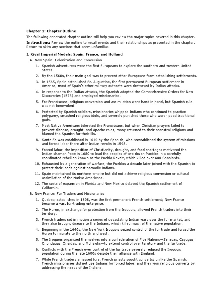 APUSH Chapter 2 Outline Summary | PDF | Puritans | Massachusetts Bay Colony