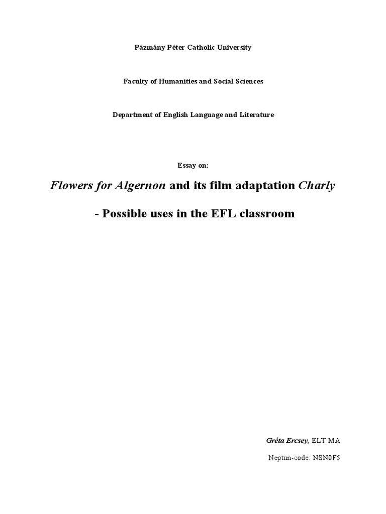 Essay On Flowers For Algernon | PDF | General Fiction