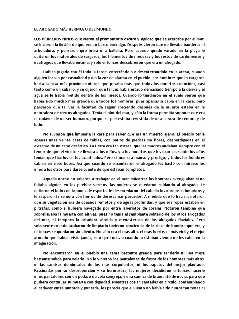 El Ahogado Más Hermoso Del Mundo | PDF | Naturaleza