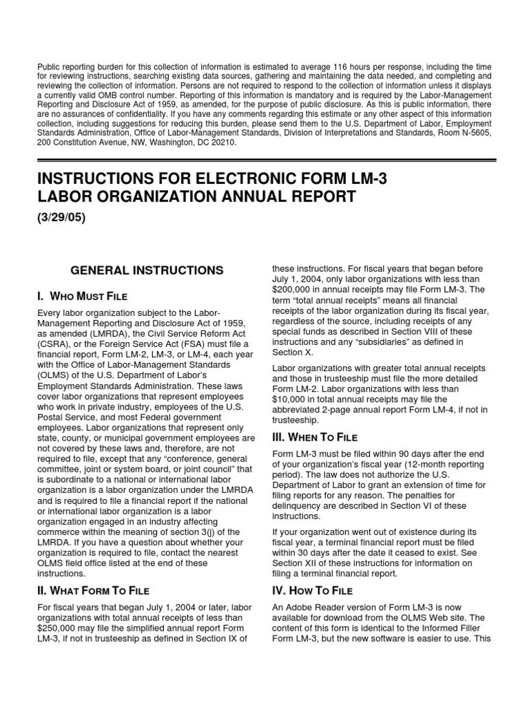 LM-3 Instructions for Labor Organizations | PDF | Payments | Political ...