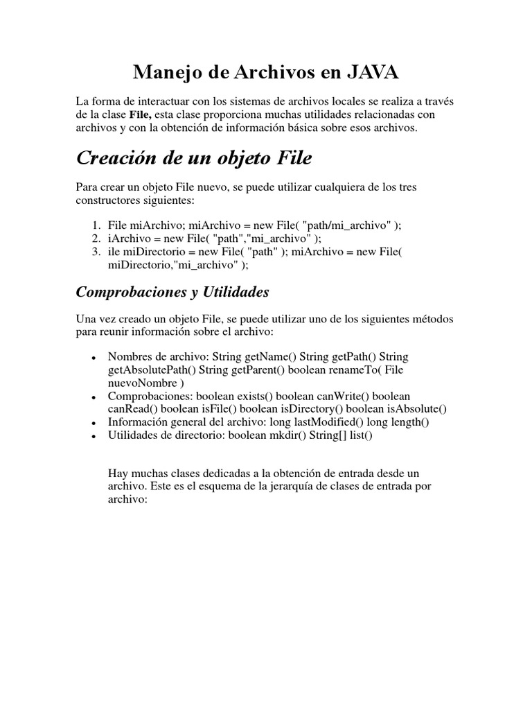 Manejo de Archivos en Java | PDF | Archivo de computadora | Gestión de ...