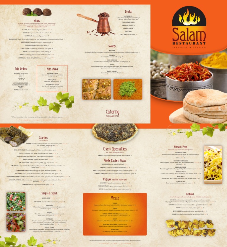Salam Restaurant Menu Overview | PDF