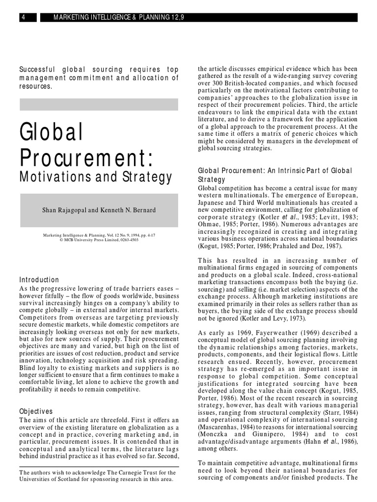 Global Procurement | PDF | Procurement | Strategic Management
