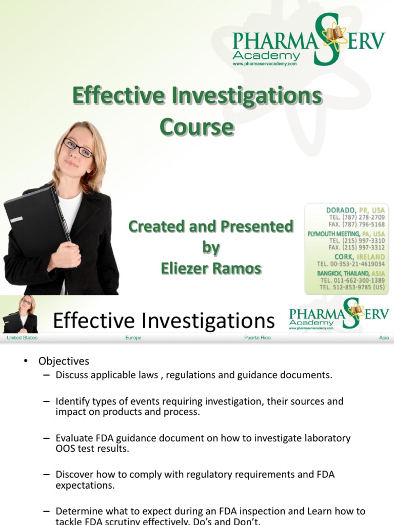 Presentation #1 - Effective Investigations | PDF | Food And Drug ...