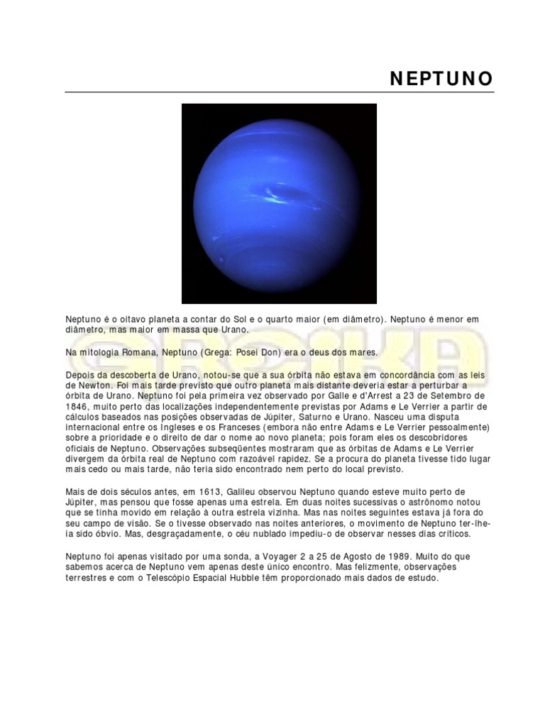 O Planeta Neptuno PDF | PDF | Netuno | Urano
