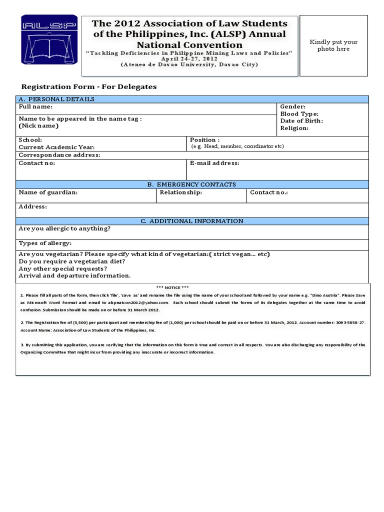 Natcon Delegates Registration Form | PDF | Business | Science
