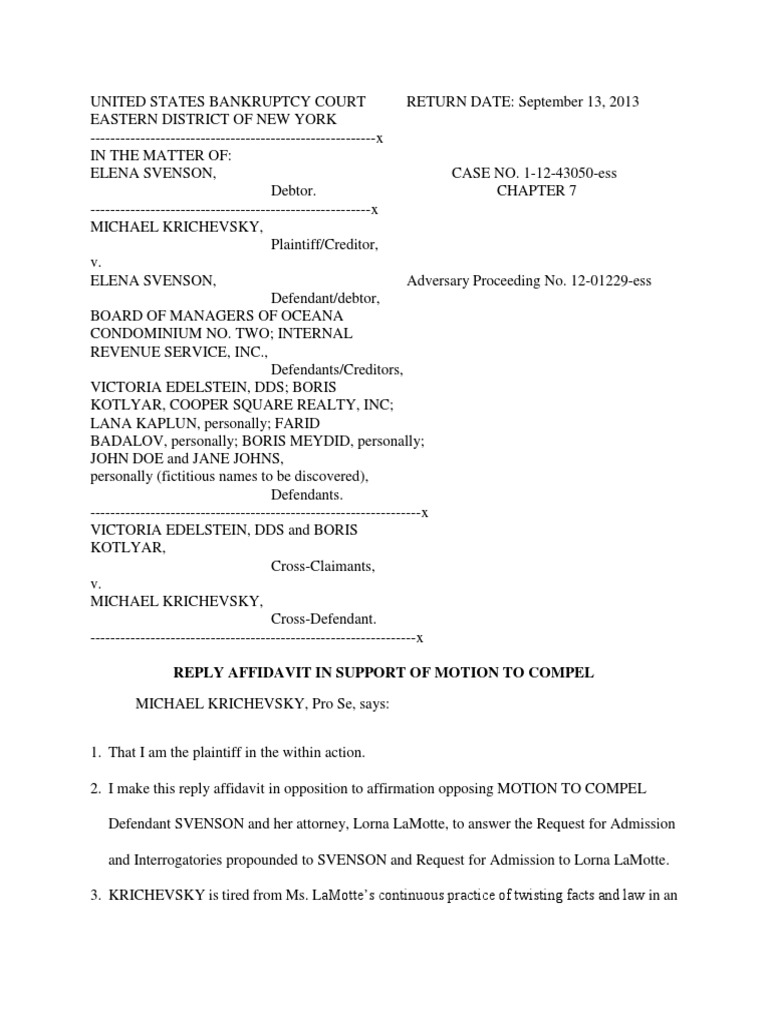 Reply in Opposition To Affirmation Opposing Motion To Compel | PDF ...