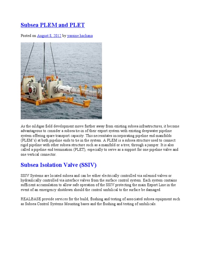 Subsea PLEM | PDF | Subsea (Technology) | Pipeline Transport