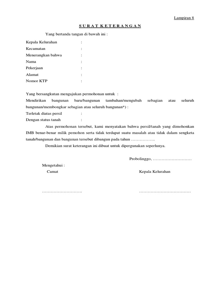 Formulir Ijin IMB | PDF