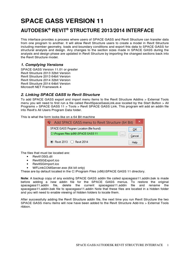 SPACE GASS Revit Structure Link | PDF | Autodesk Revit | Computer File