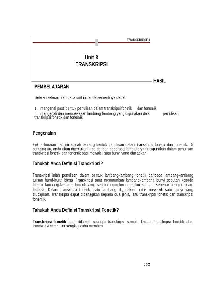 Perbandingan Transkripsi Fonetik dan Fonemik | PDF