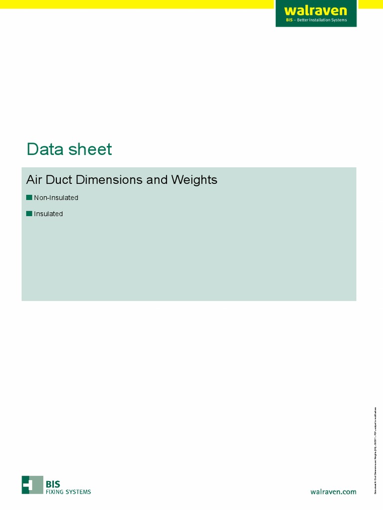Air Duct Dimensions and Weights Data Sheet EN PDF | PDF | Architectural ...