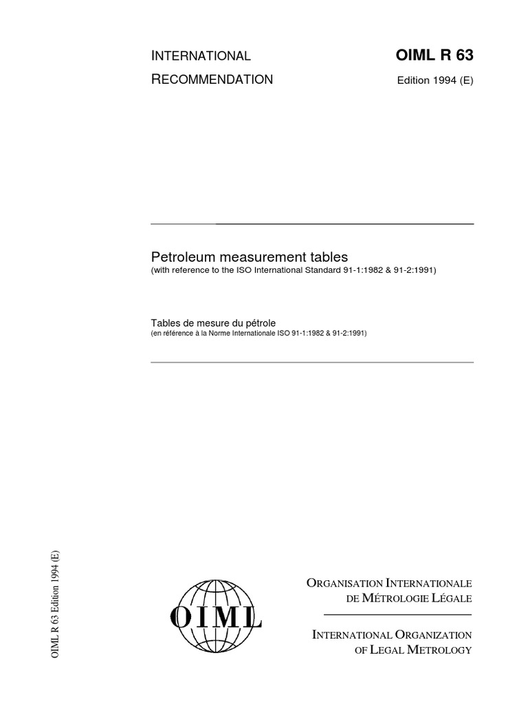 Oiml - R 63 | PDF | Barrel (Unit) | Ton