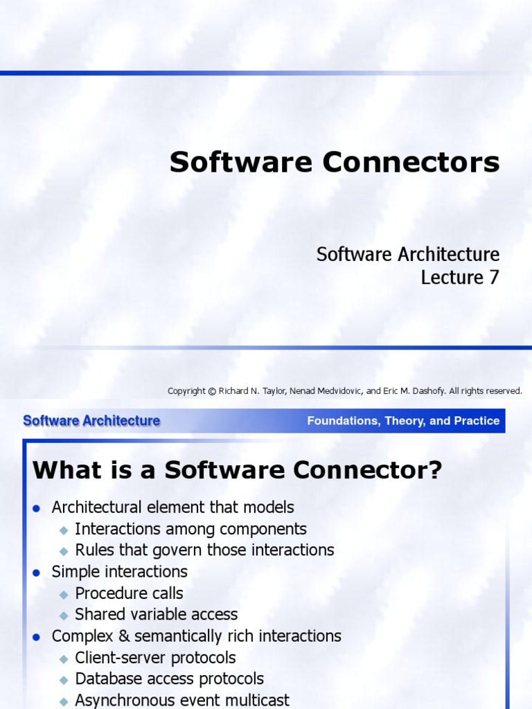 Lecture 7 Software Connectors | PDF | Component Based Software Engineering | Software Architecture