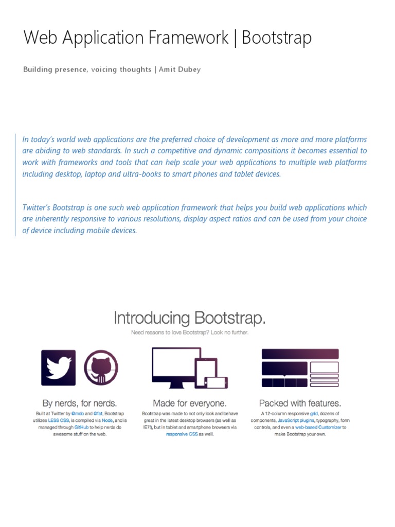 Web Application Framework - Bootstrap | Download Free PDF | Bootstrap ...